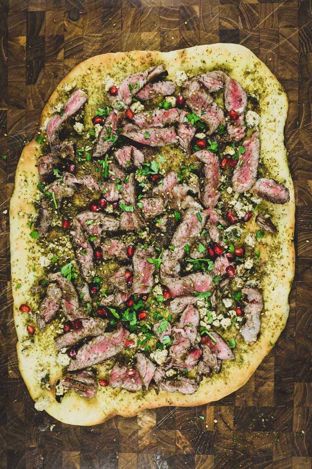 Manakish with Za'atar & Steak - a recipe from Cook Eat World