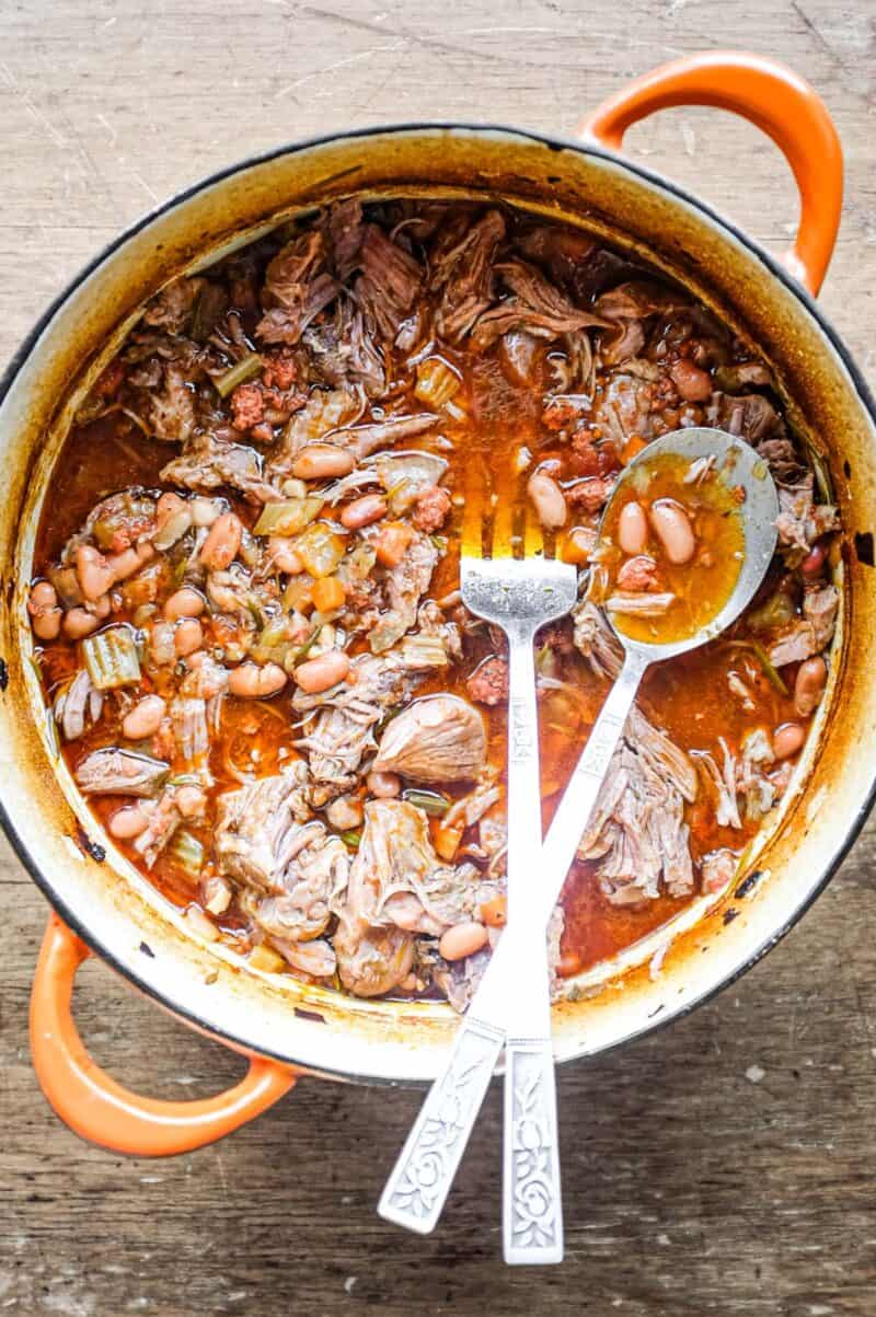 Pulled Lamb with Nduja and Borlotti Beans - Cook Eat World